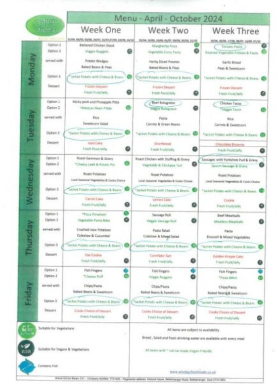 Deal Parochial C of E (Aided) Primary School - School Lunches